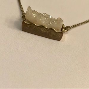 Vintage | Jewelry | Vintage White Druzy Stone Gold Chain Necklace ...